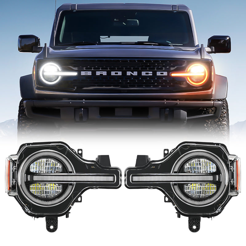 Upgrade Bronco Raptor Style LED Headlights Assembly
