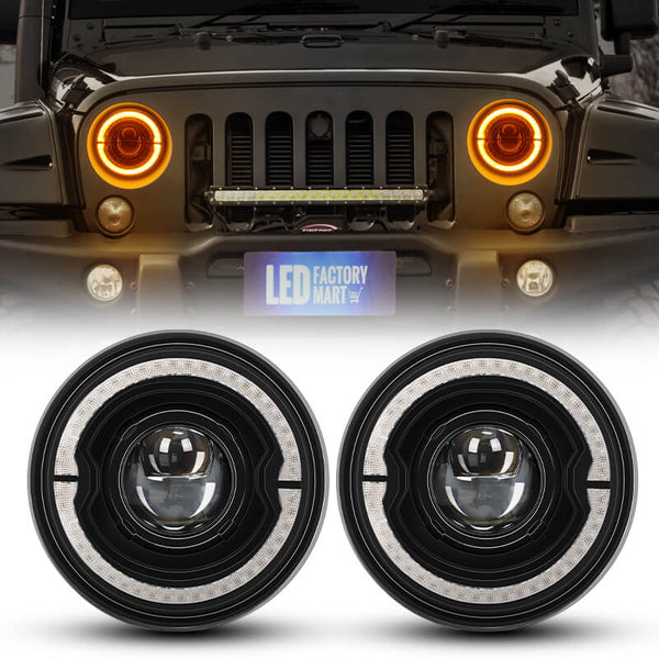 7" Jeep JK LED Headlights – Halo with Precision Beam Control