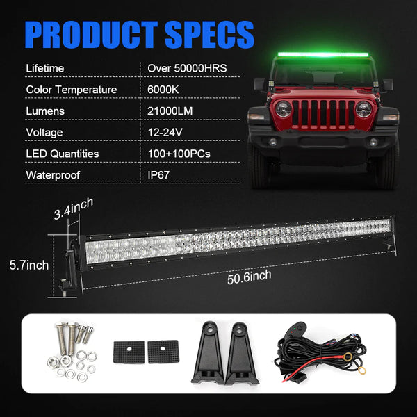 Jeep Wrangler RGB+W 5D Projector LED Light Bar