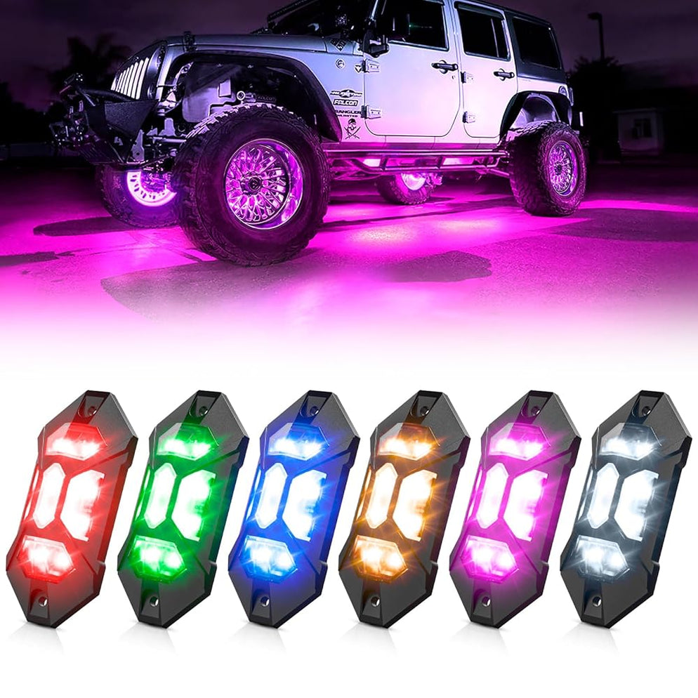 8 Pods RGB-W LED Rock Lights With Wireless Control