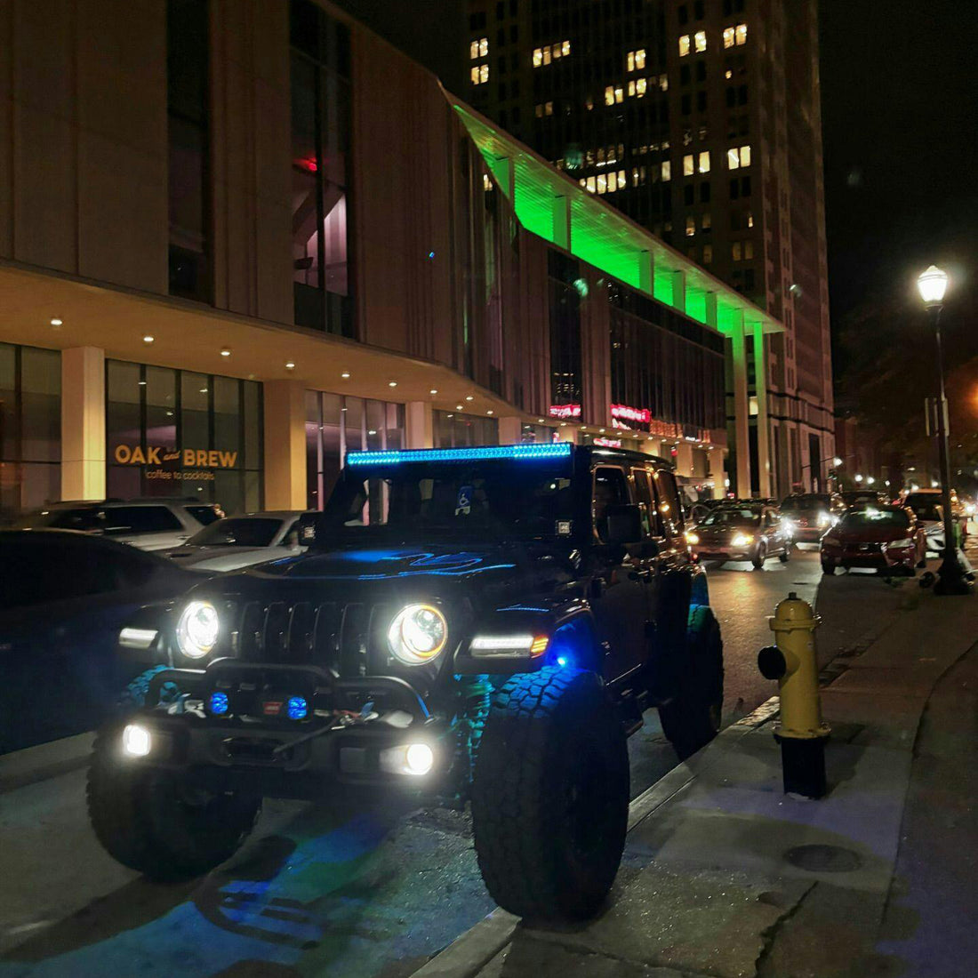 Jeep Wrangler JL 52 Inch RGB Light Bar + 2 Work Lights kit
