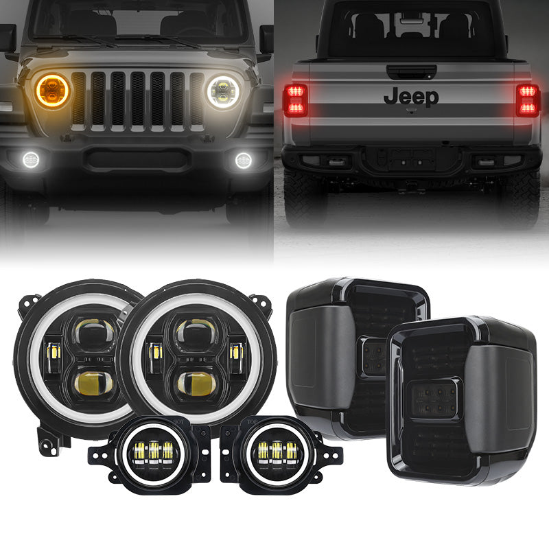 Jeep Gladiator LED Halo Lights Bundle | White/Amber Halo